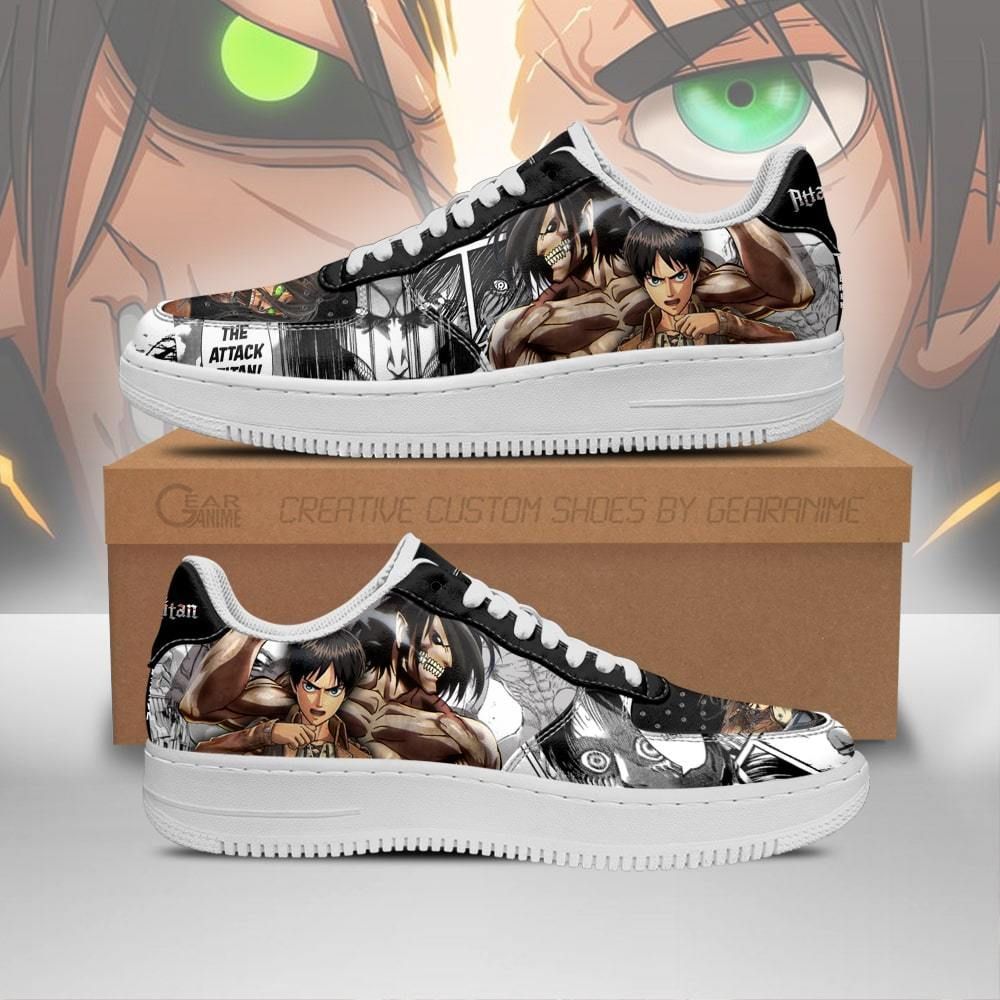 Aot Titan Eren Air Force Sneakers Attack On Titan Anime Manga Shoes ...