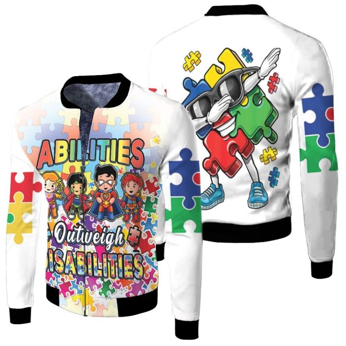 Autism Support Boys Abilities Outweigh Disabilities Fleece Bomber ...