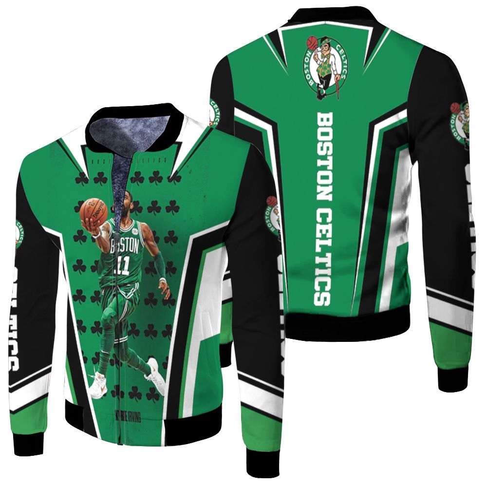 Boston Celtics Kyrie Irving 11 Shamrock Fleece Bomber Jacket FBJ0002 ...