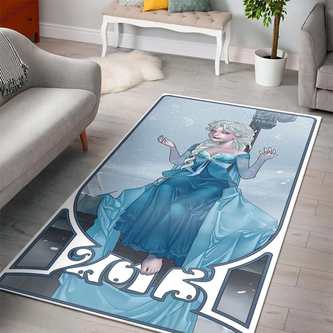 Elsa Frozen Disney Princess Characters Living Room Cartoon Floor Carpet ...