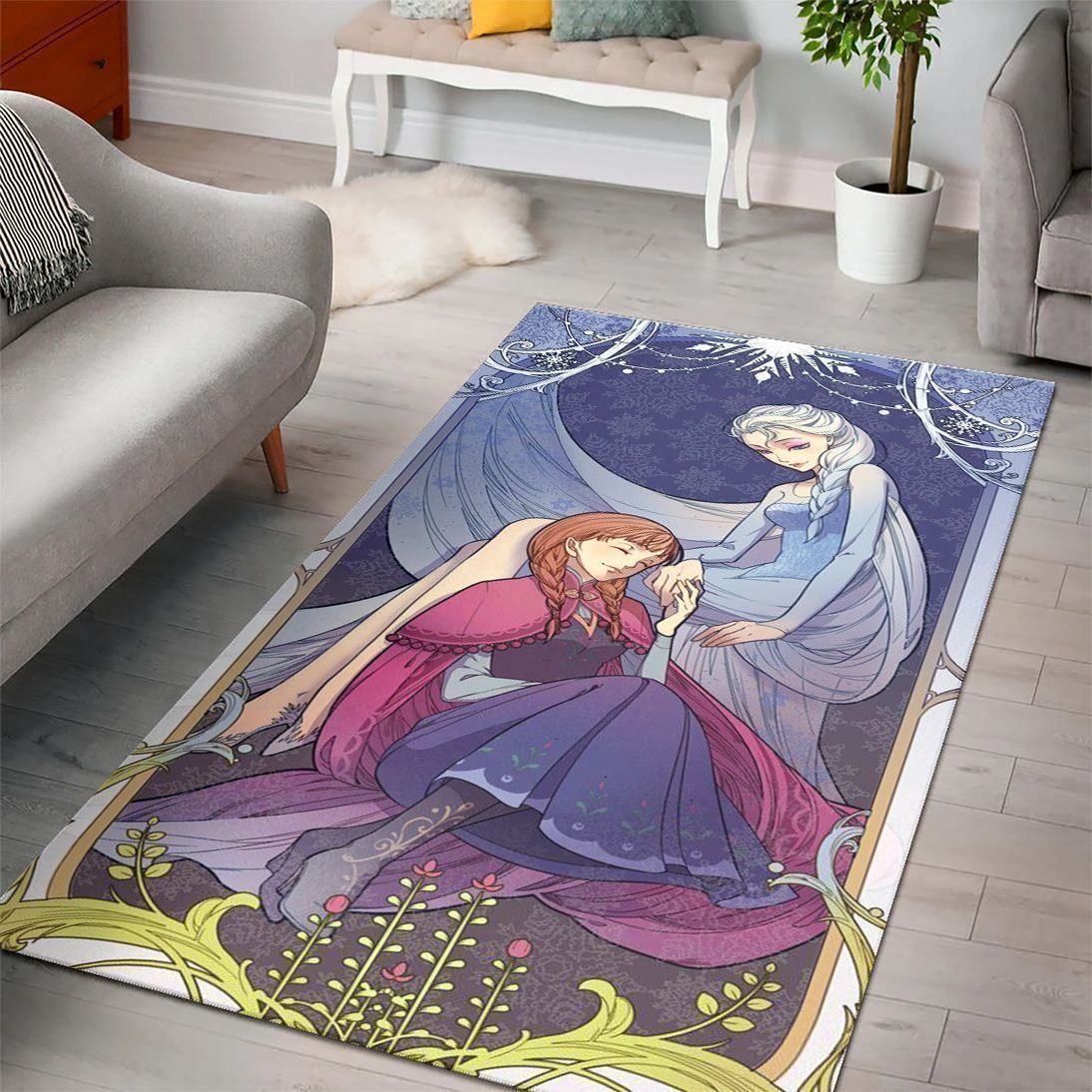 Frozen Disney Princess Characters Living Room Cartoon Floor Carpet ...
