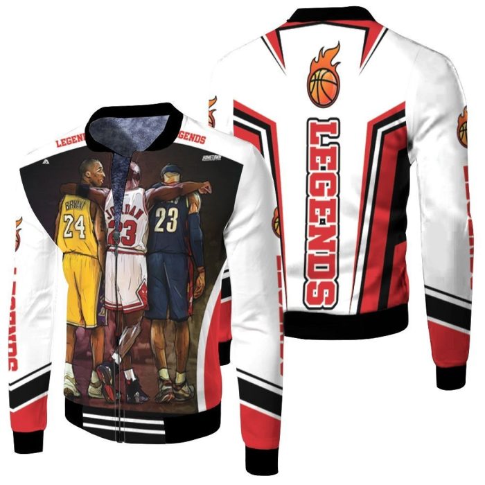 NBA Legend Michael Jordan Kobe Bryant Lebron James Fleece Bomber Jacket ...