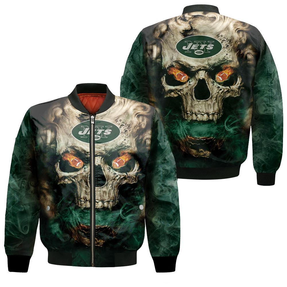 New York Jets 3D Skull Fire Bomber Jacket BBJ1965 – We sell presents ...