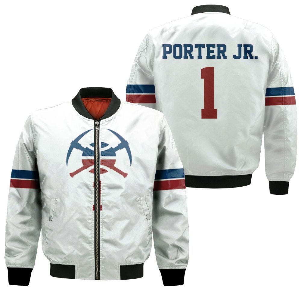 Nuggets Michael Porter Jr 2020-21 Earned Edition White Bomber Jacket ... Nuggets Michael Porter Jr 2020-21 Earned Edition White Bomber Jacket ...