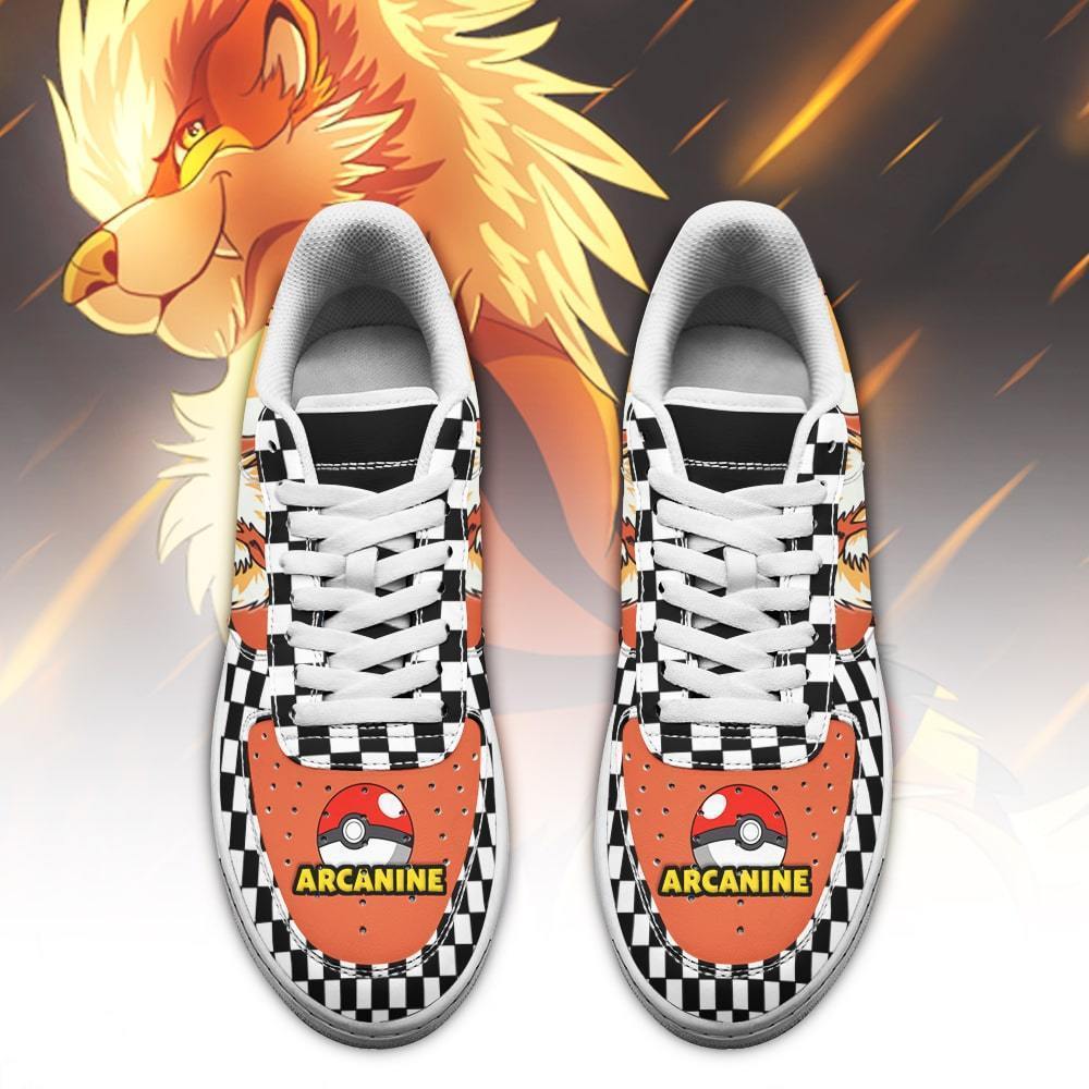 Poke Arcanine Air Force Sneakers Checkerboard Custom Pokemon Shoes ...