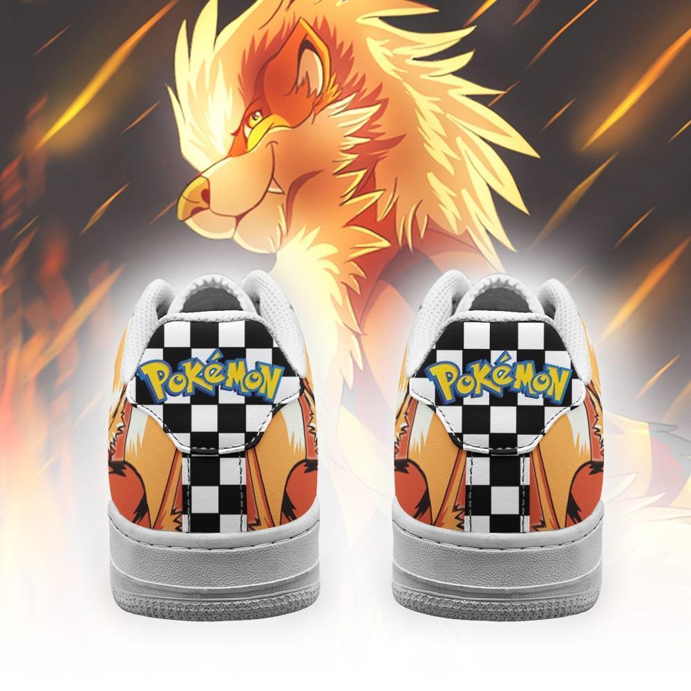 Poke Arcanine Air Force Sneakers Checkerboard Custom Pokemon Shoes ...