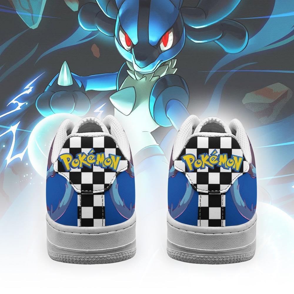 Poke Lucario Air Force Sneakers Checkerboard Custom Pokemon Shoes ...