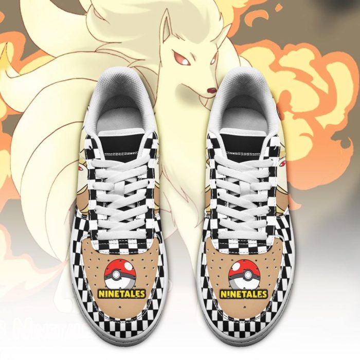 Poke Ninetales Air Force Sneakers Checkerboard Custom Pokemon Shoes ...
