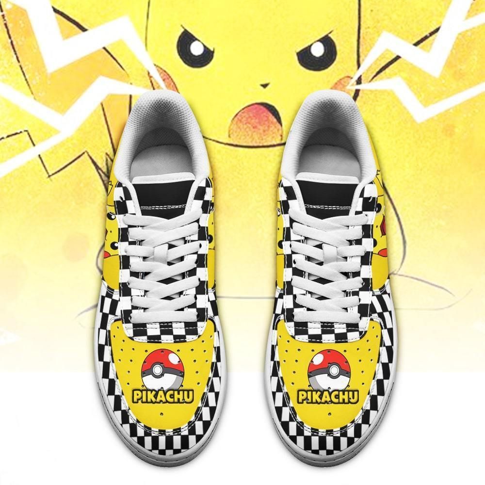 Poke Pikachu Air Force Sneakers Checkerboard Custom Pokemon Shoes ...