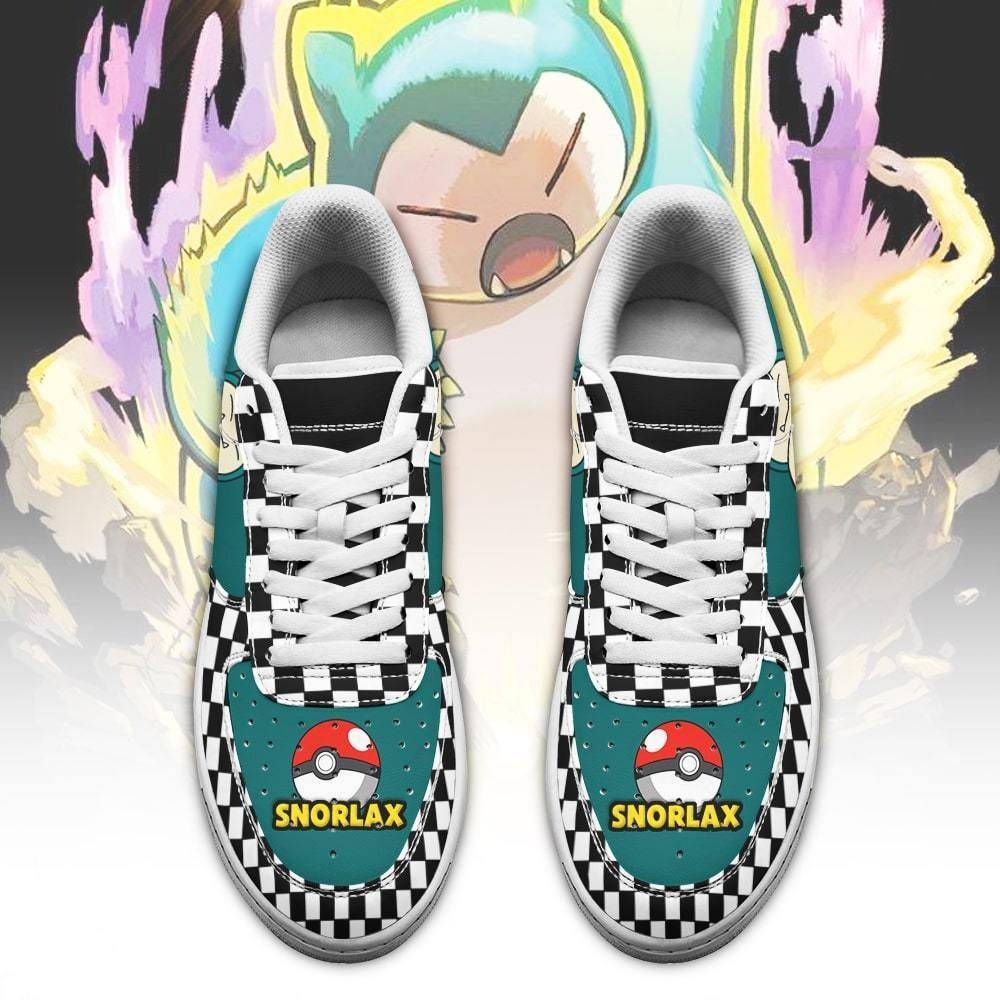 Poke Snorlax Air Force Sneakers Checkerboard Custom Pokemon Shoes ...
