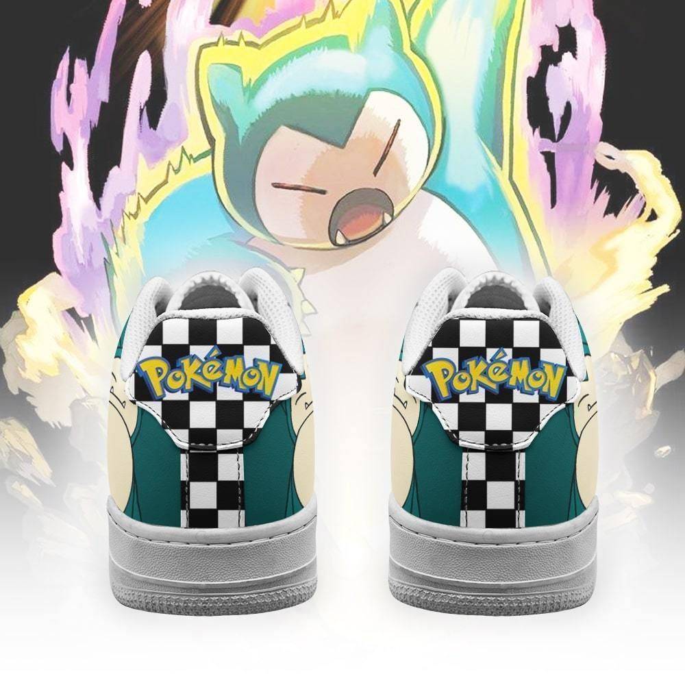 Poke Snorlax Air Force Sneakers Checkerboard Custom Pokemon Shoes ...