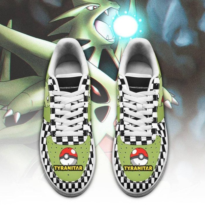 Poke Tyranitar Air Force Sneakers Checkerboard Custom Pokemon Shoes ...