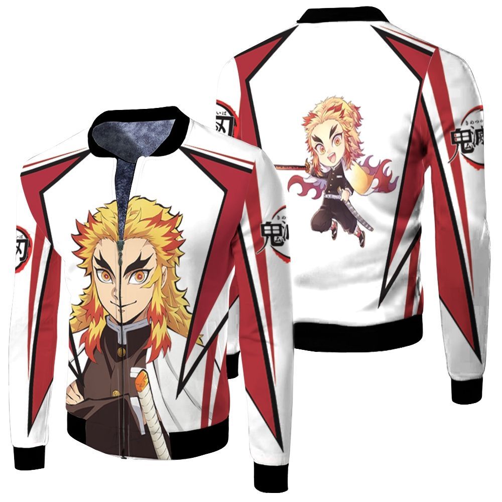 Rengoku Kyojuro Anime Kimetsu No Yaiba Fleece Bomber Jacket FBJ0871 ...