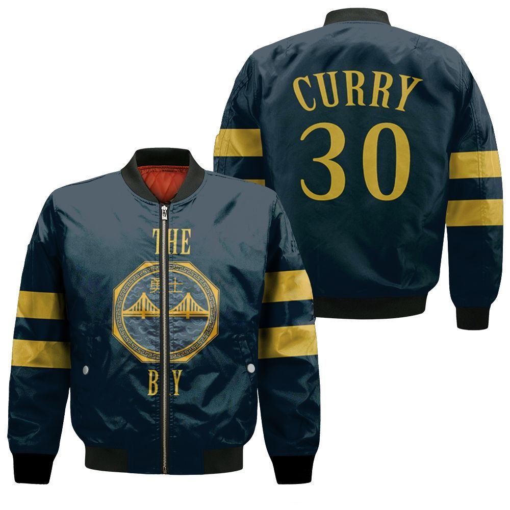 Stephen Curry Golden State Warriors City Edition Navy Bomber Jacket ...