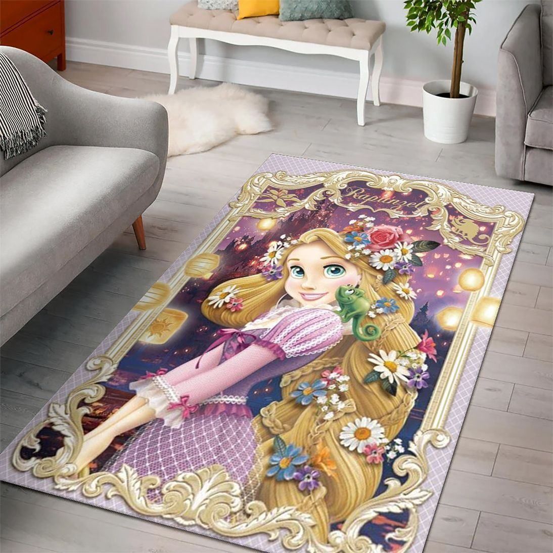 Tangled Disney Princess Characters Living Room Cartoon Floor Carpet ...