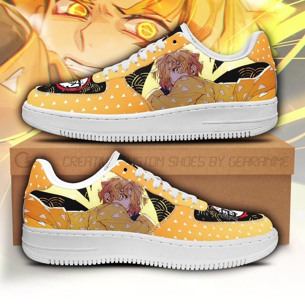 Zenitsu Nike Air Force Shoes Unique Demon Slayer Anime Custom Sneakers ...