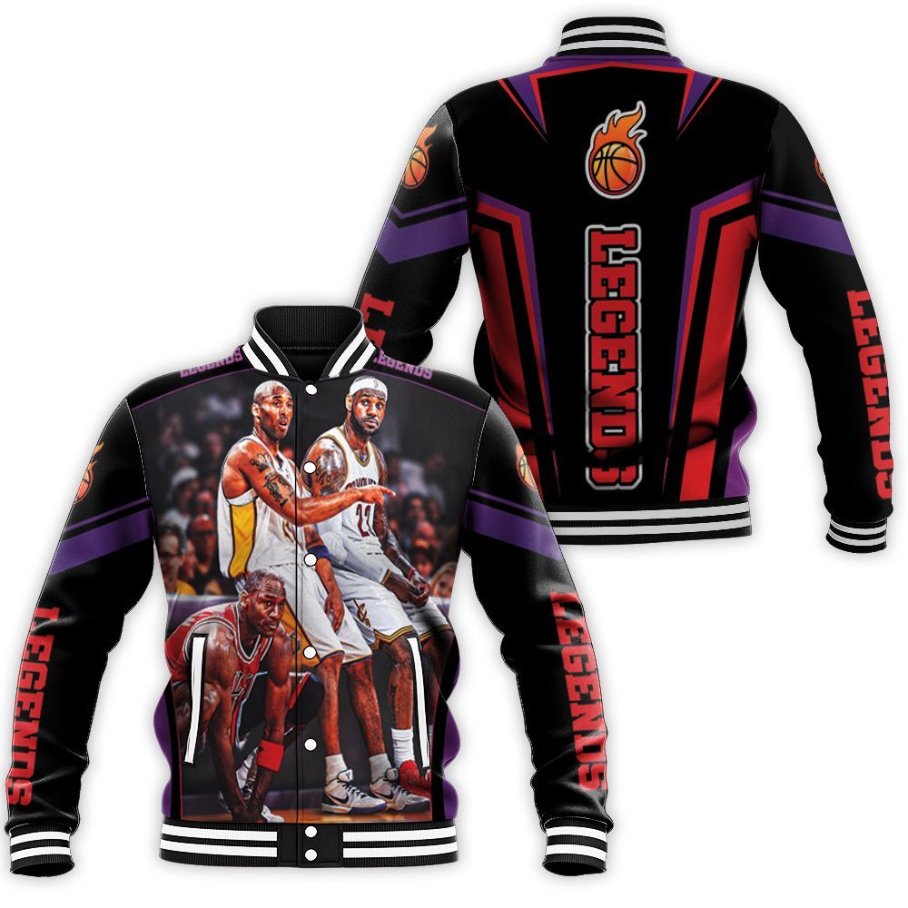 Michael Jordan Kobe Bryant Lebron James NBA Legend Baseball Jacket ...