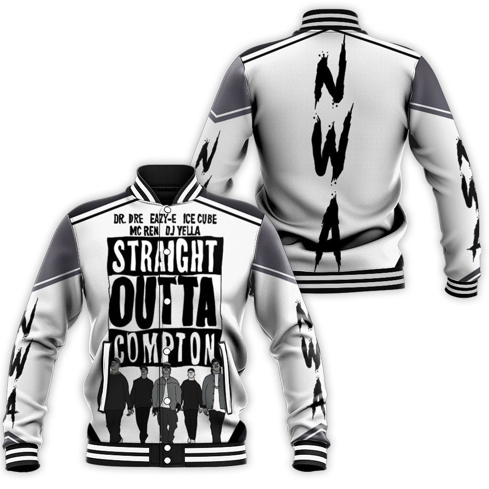 N.W.A Straight Outta Compton Black And White Baseball Jacket BJ1323 ...