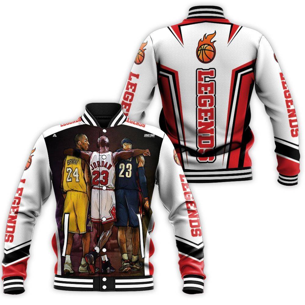 NBA Legend Michael Jordan Kobe Bryant Lebron James Baseball Jacket ...