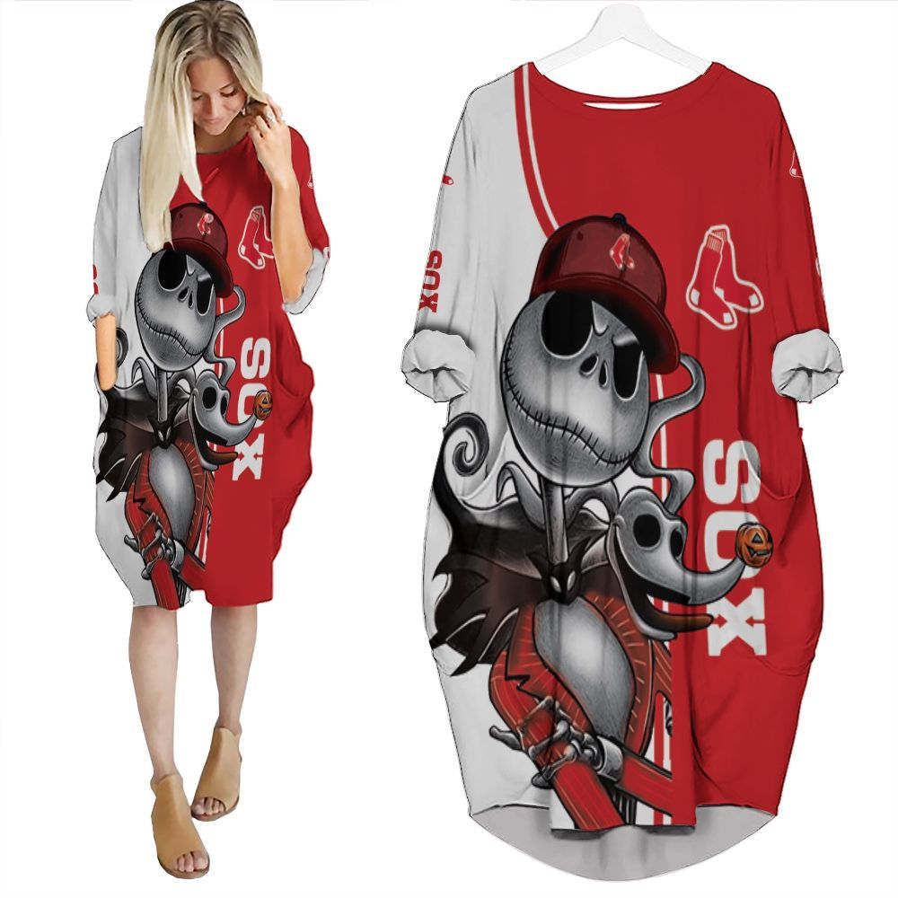 Boston Red Sox Jack Skellington And Zero Batwing Pocket Dress PD3346 ...