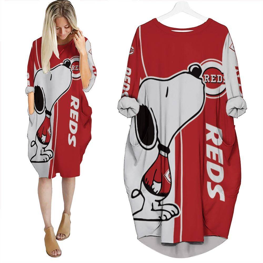 Cincinnati Reds Snoopy Lover 3D Printed Batwing Pocket Dress PD684 – We ...