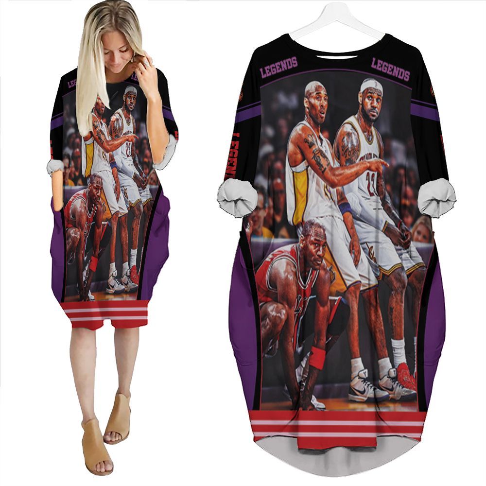 Michael Jordan Kobe Bryant Lebron James Nba Legend Batwing Pocket Dress ...