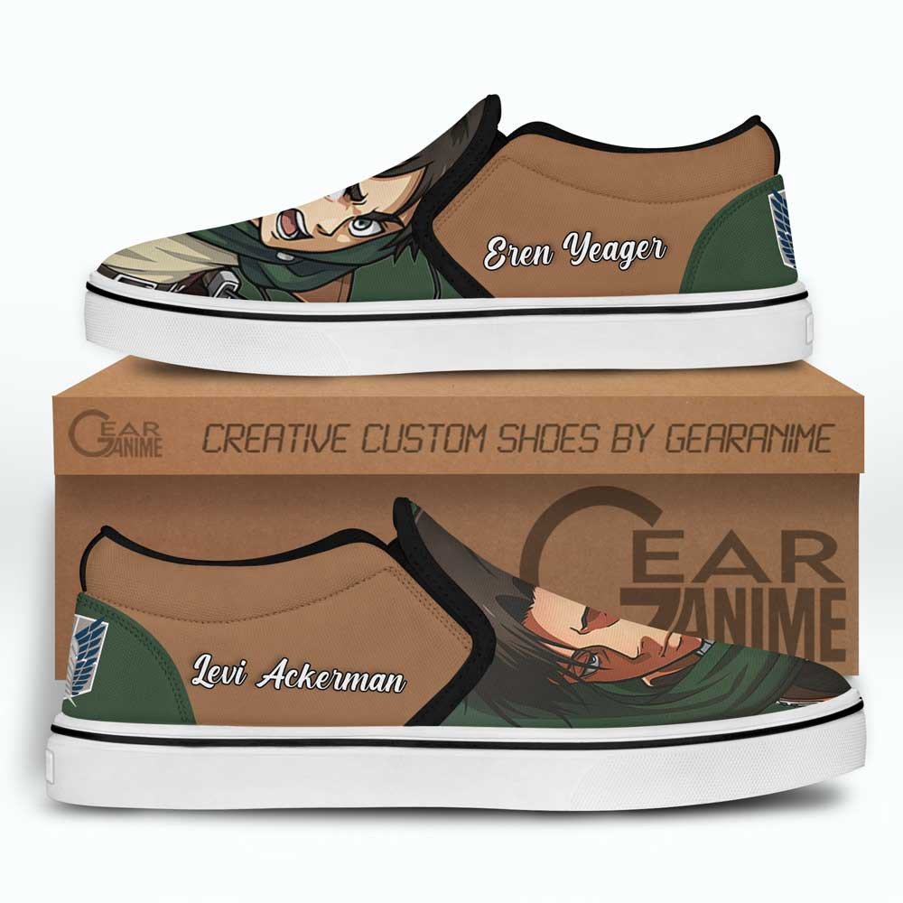 Eren vs Levi Slip On Shoes Custom Anime Attack On Titan Shoes – We sell ...