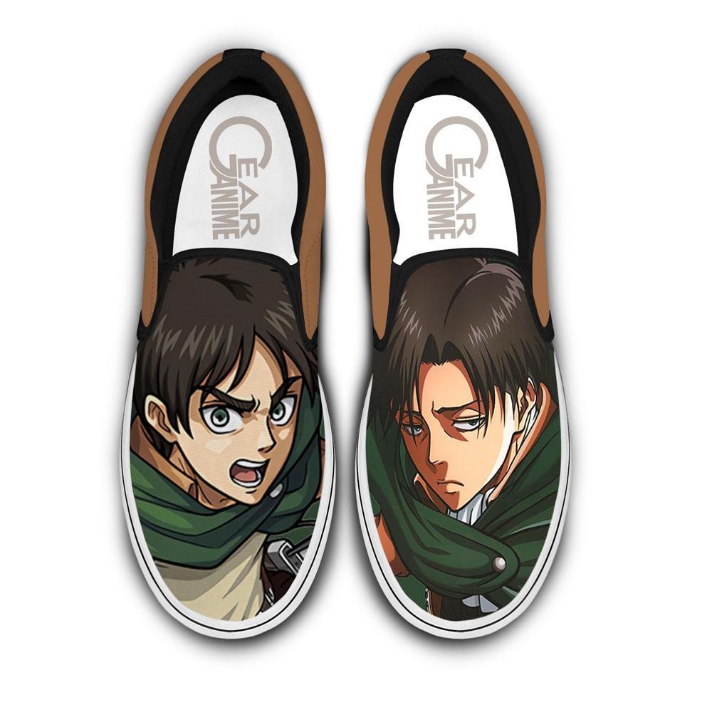 Eren vs Levi Slip On Shoes Custom Anime Attack On Titan Shoes – We sell ...