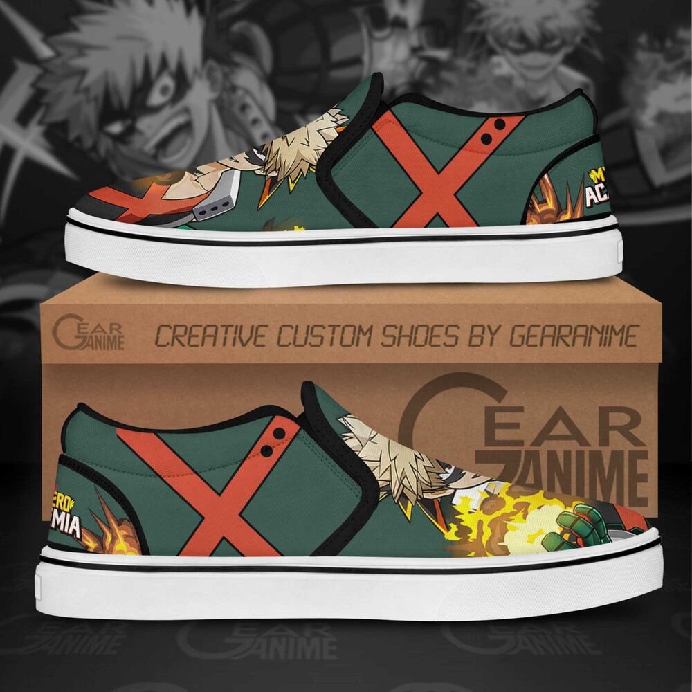 Katsuki Bakugo Slip On Shoes Custom Anime My Hero Academia Shoes – We ...