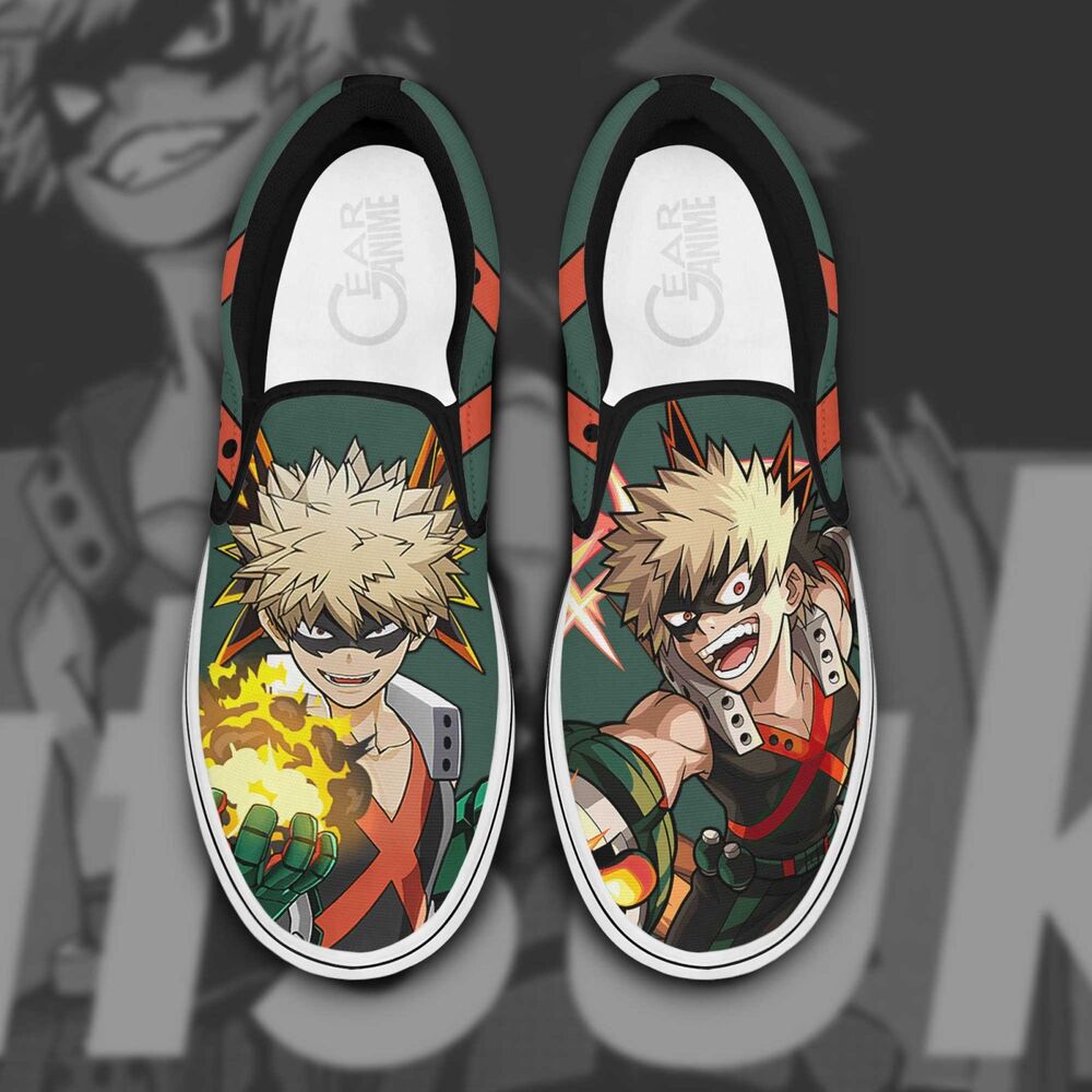 Katsuki Bakugo Slip On Shoes Custom Anime My Hero Academia Shoes – We ...