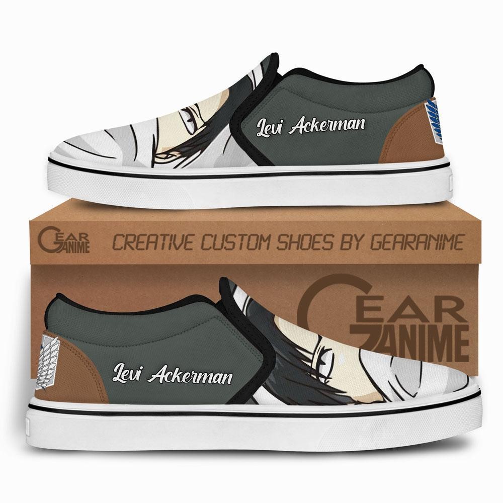 Levi Ackerman Slip On Shoes Funny Custom Anime Attack On Tian Shoes ...
