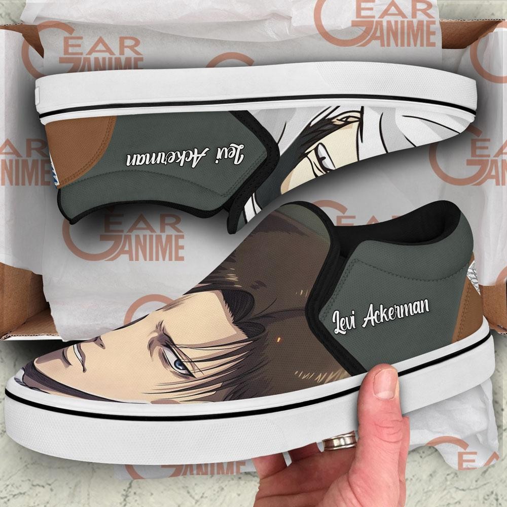 Levi Ackerman Slip On Shoes Funny Custom Anime Attack On Tian Shoes ...
