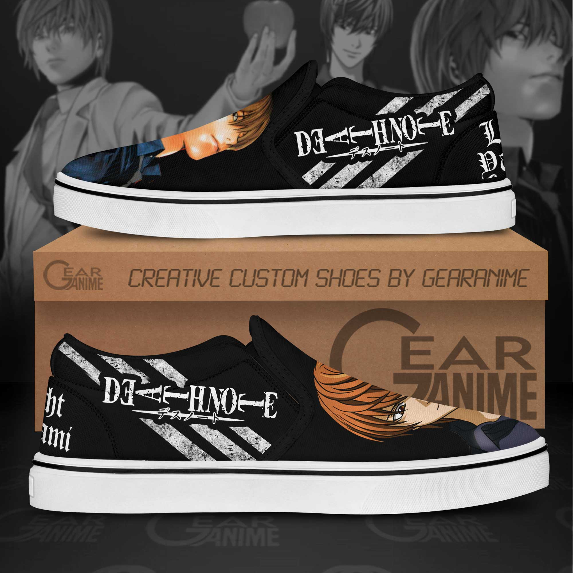 Light Yagami Slip On Shoes Death Note Custom Anime Shoes – We sell ...