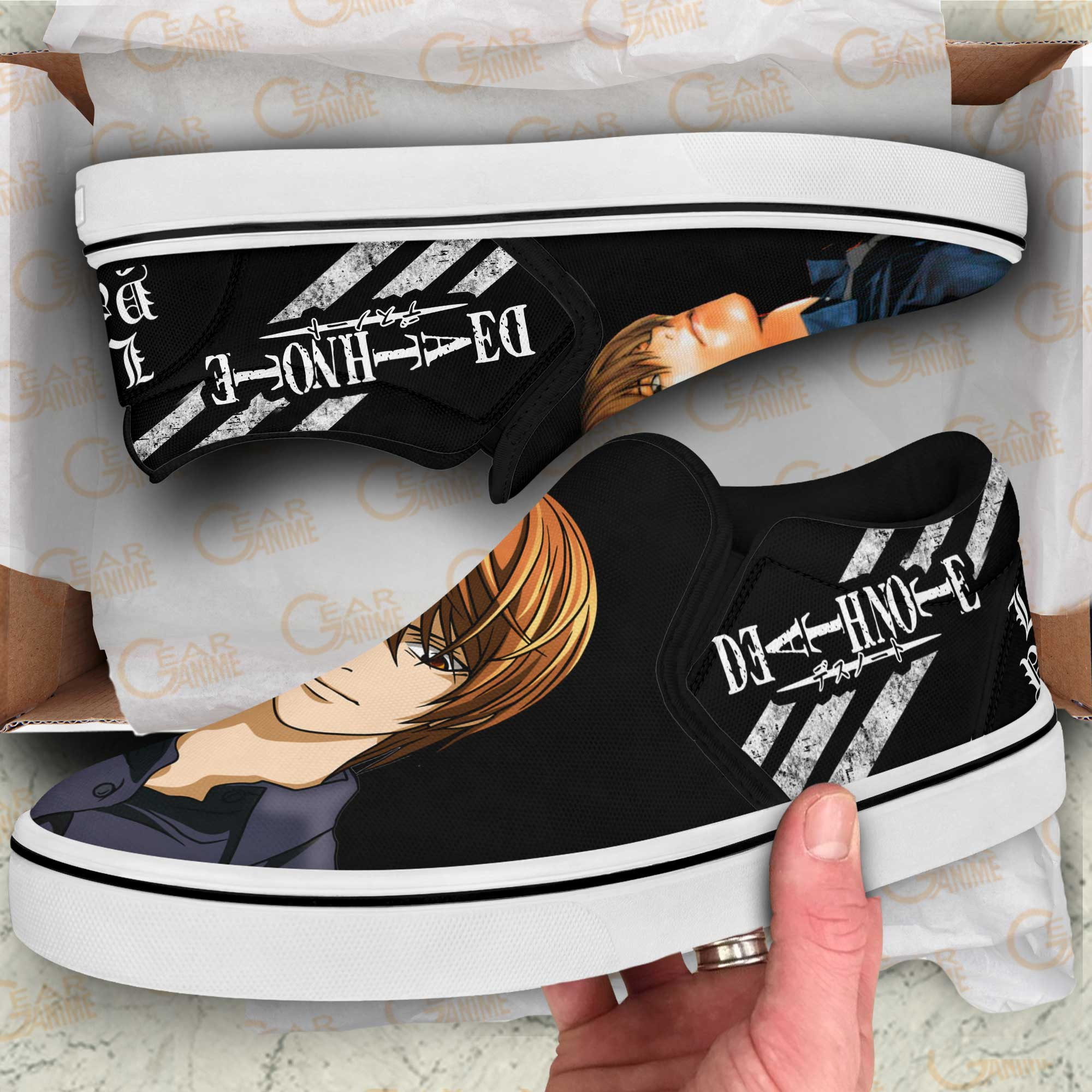 Light Yagami Slip On Shoes Death Note Custom Anime Shoes – We sell ...