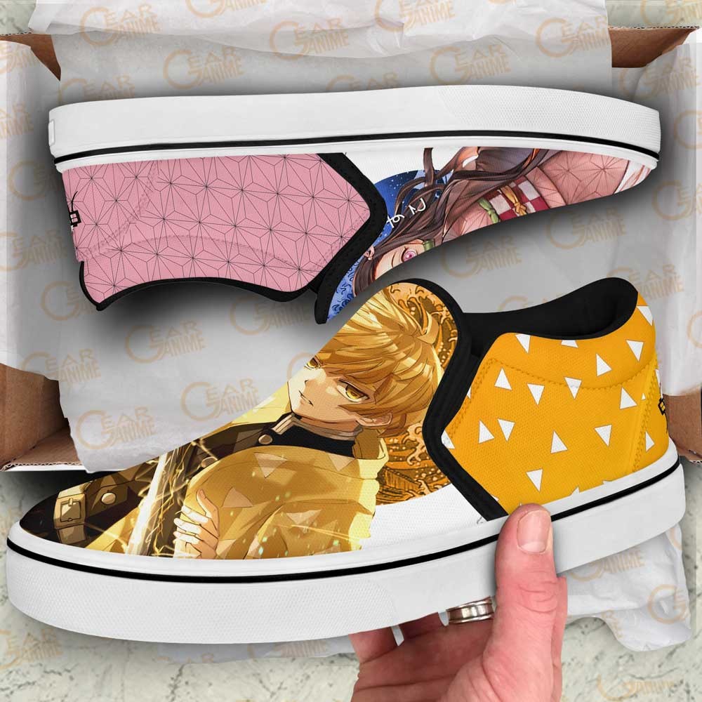 Nezuko and Zenitsu Slip On Shoes Custom Anime Demon Slayer Shoes – We ...