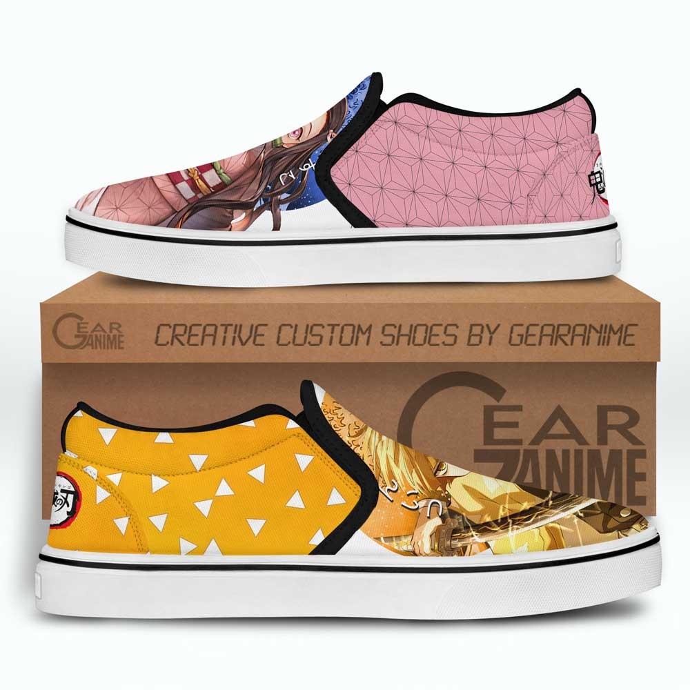 Nezuko and Zenitsu Slip On Shoes Custom Anime Demon Slayer Shoes – We ...