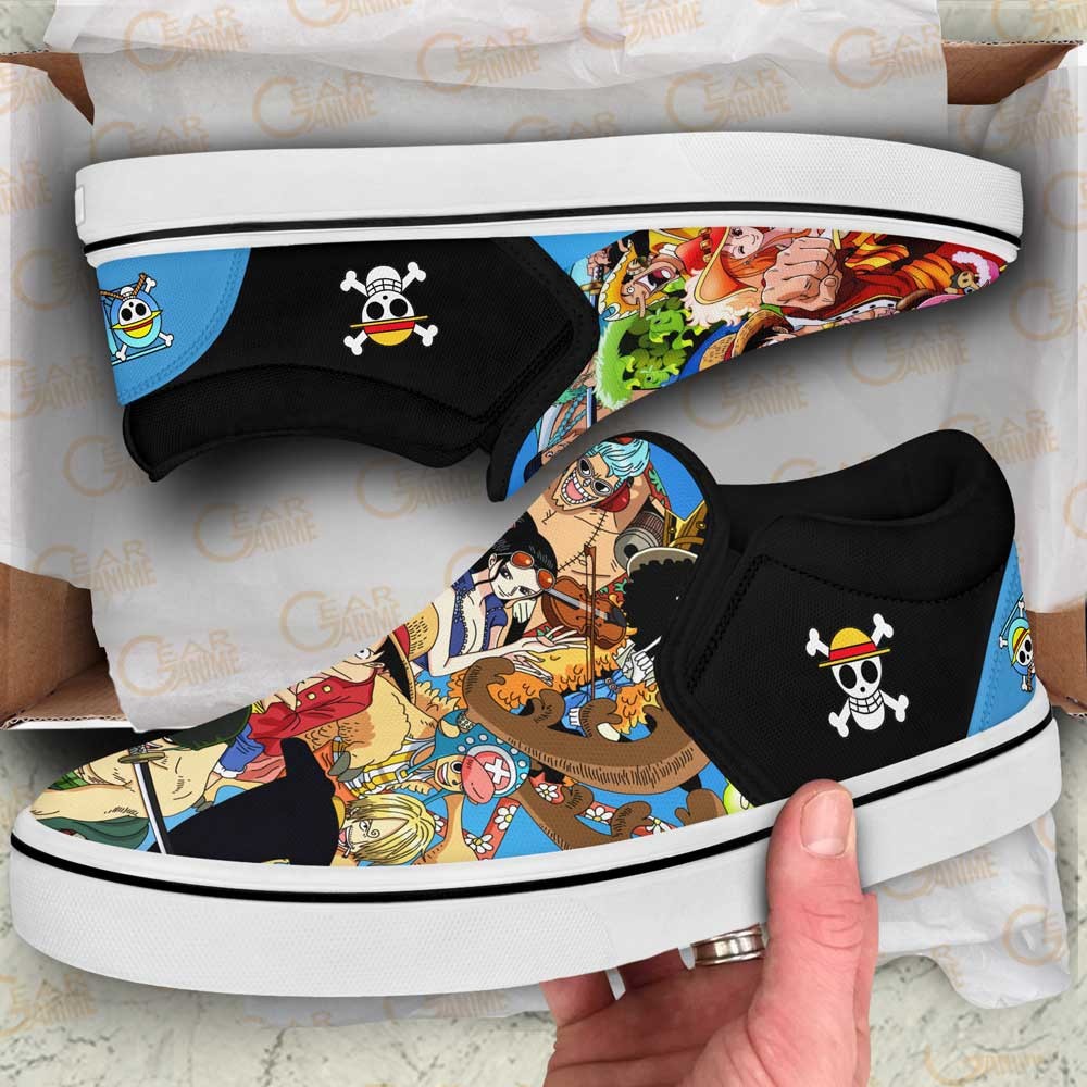 Straw Hat Pirates Slip On Shoes Custom Anime One Piece Shoes – We sell ...