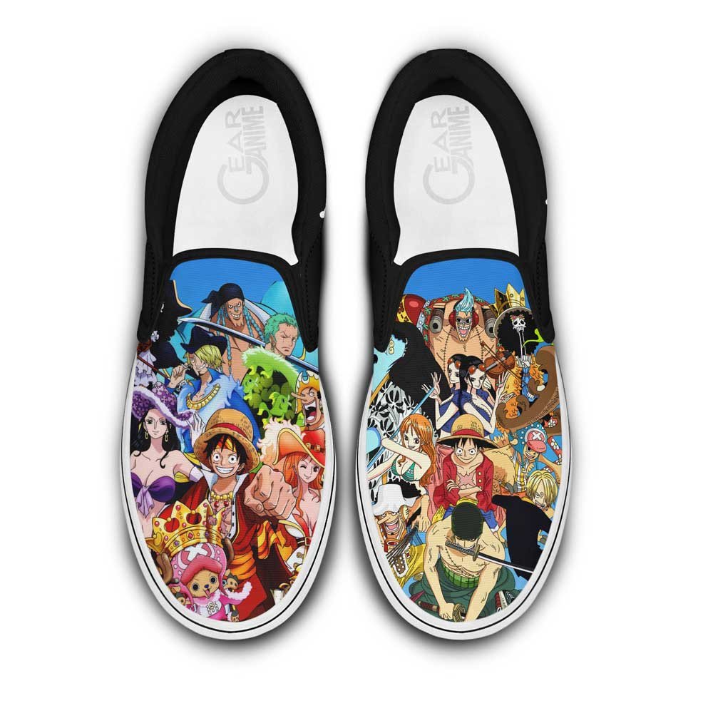 Straw Hat Pirates Slip On Shoes Custom Anime One Piece Shoes – We sell ...