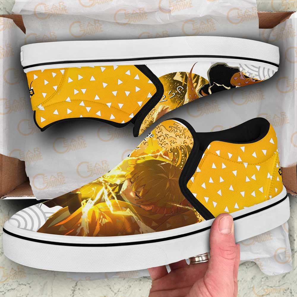 Zenitsu Thunder Slip On Shoes Custom Demon Slayer Anime Shoes – We sell ...
