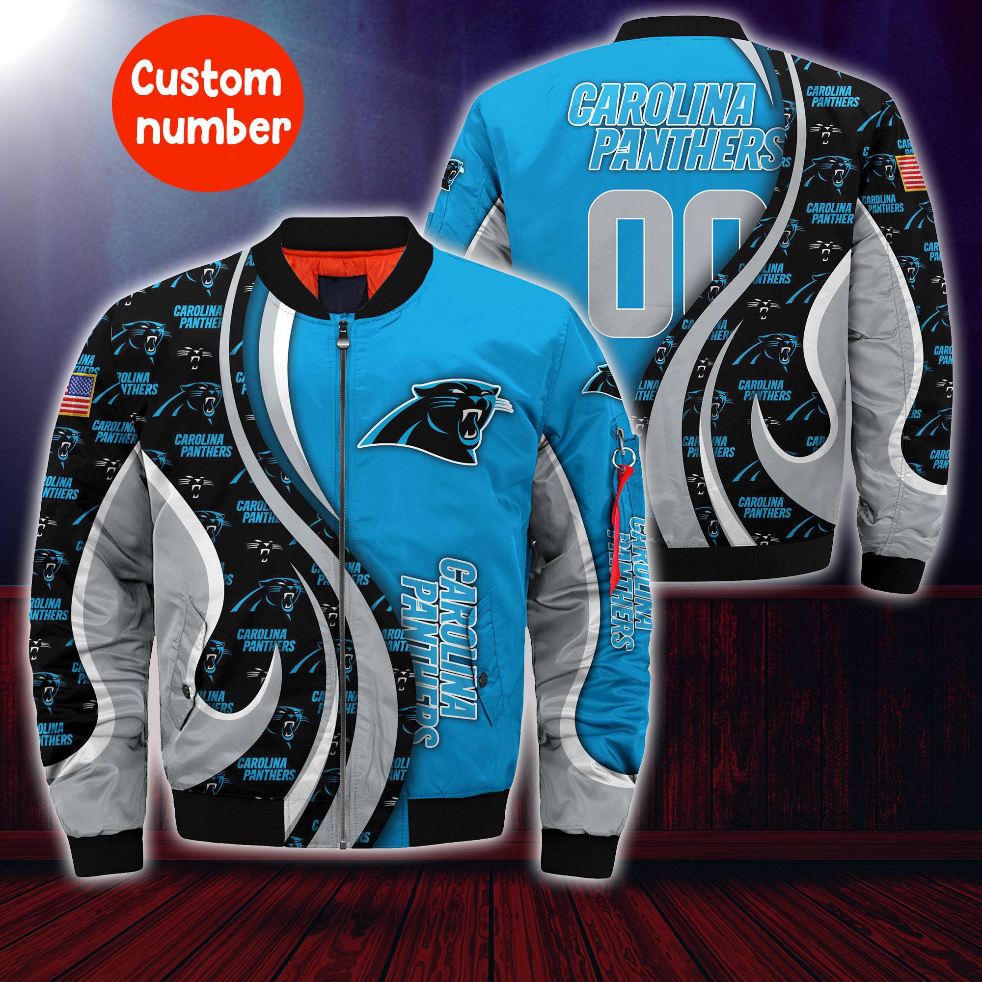 Carolina Panthers NFL Custom Your Number Bomber Jacket Trending BBJ3430 ...