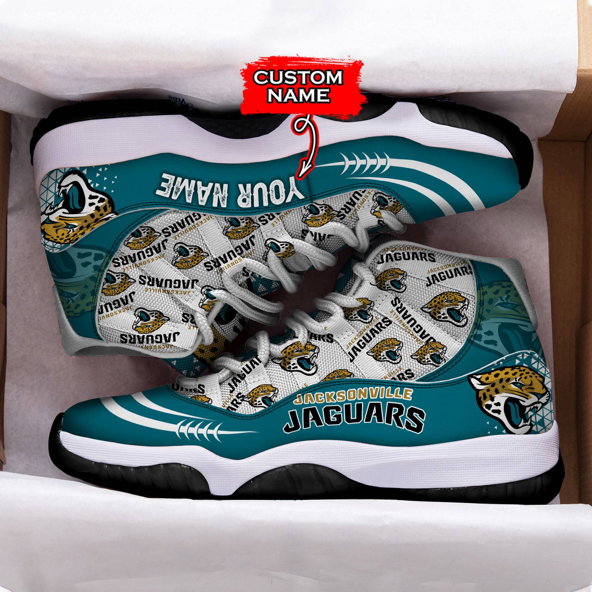Jacksonville Jaguars 3D NFL Air Jordan 11 Sneaker JD110330 – We sell ...