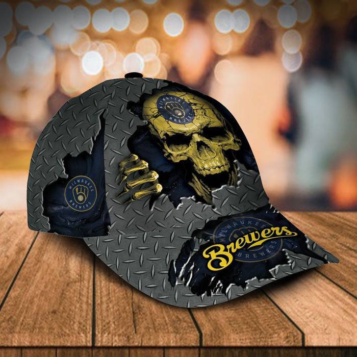Personalized Milwaukee Brewers Skeleton 3D Classic Baseball Cap CGI278 ...