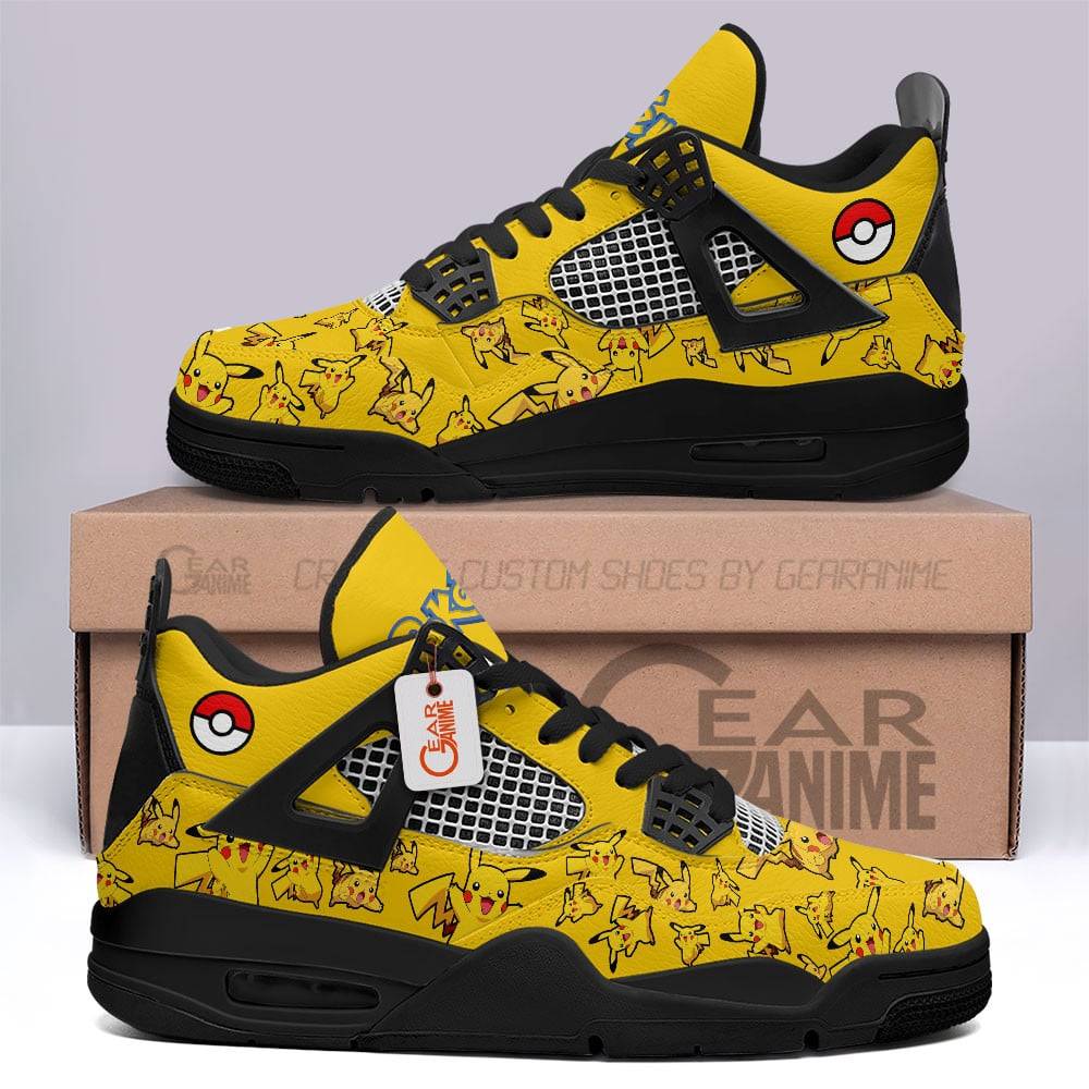 Pokemon Pikachu Jordan 4 Sneakers Custom Anime Shoes JD318 – We sell ...