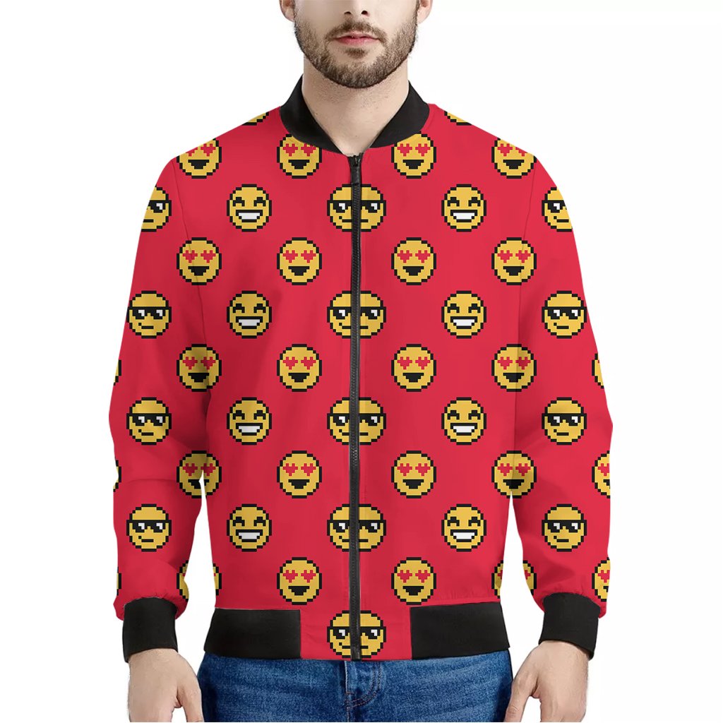 8-Bit Emoji Pattern Print Bomber Jacket – We sell presents, you sell ...
