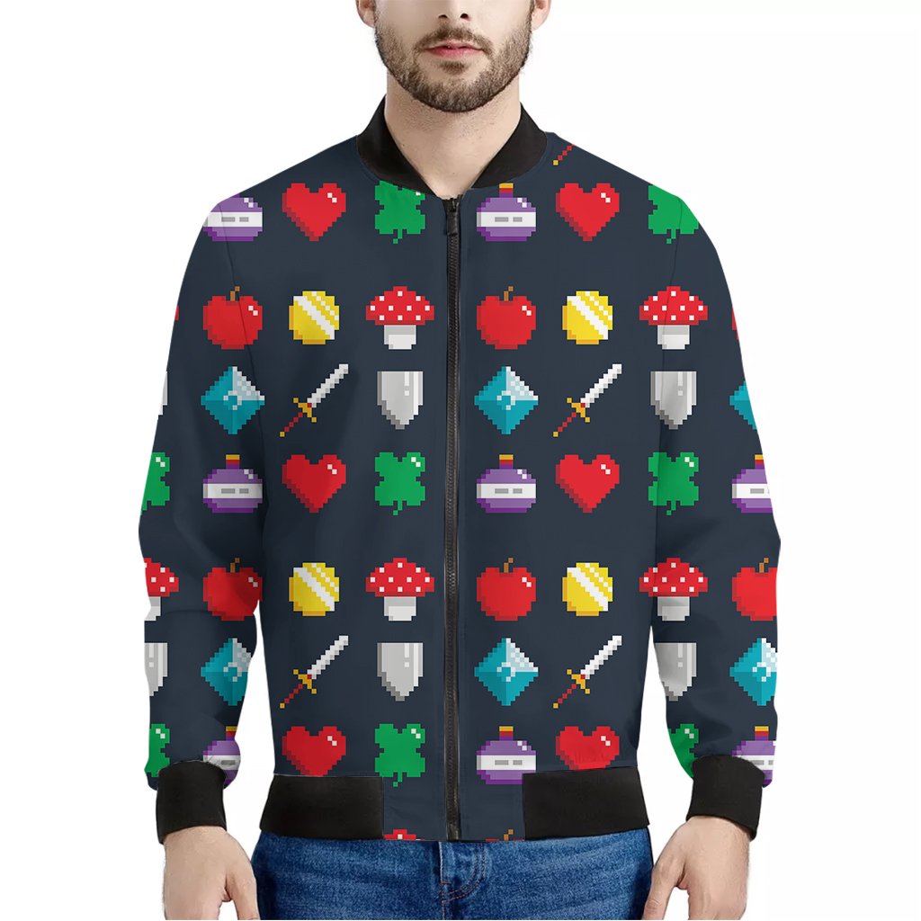 8-Bit Pixel Game Items Print Bomber Jacket – We sell presents, you sell ...