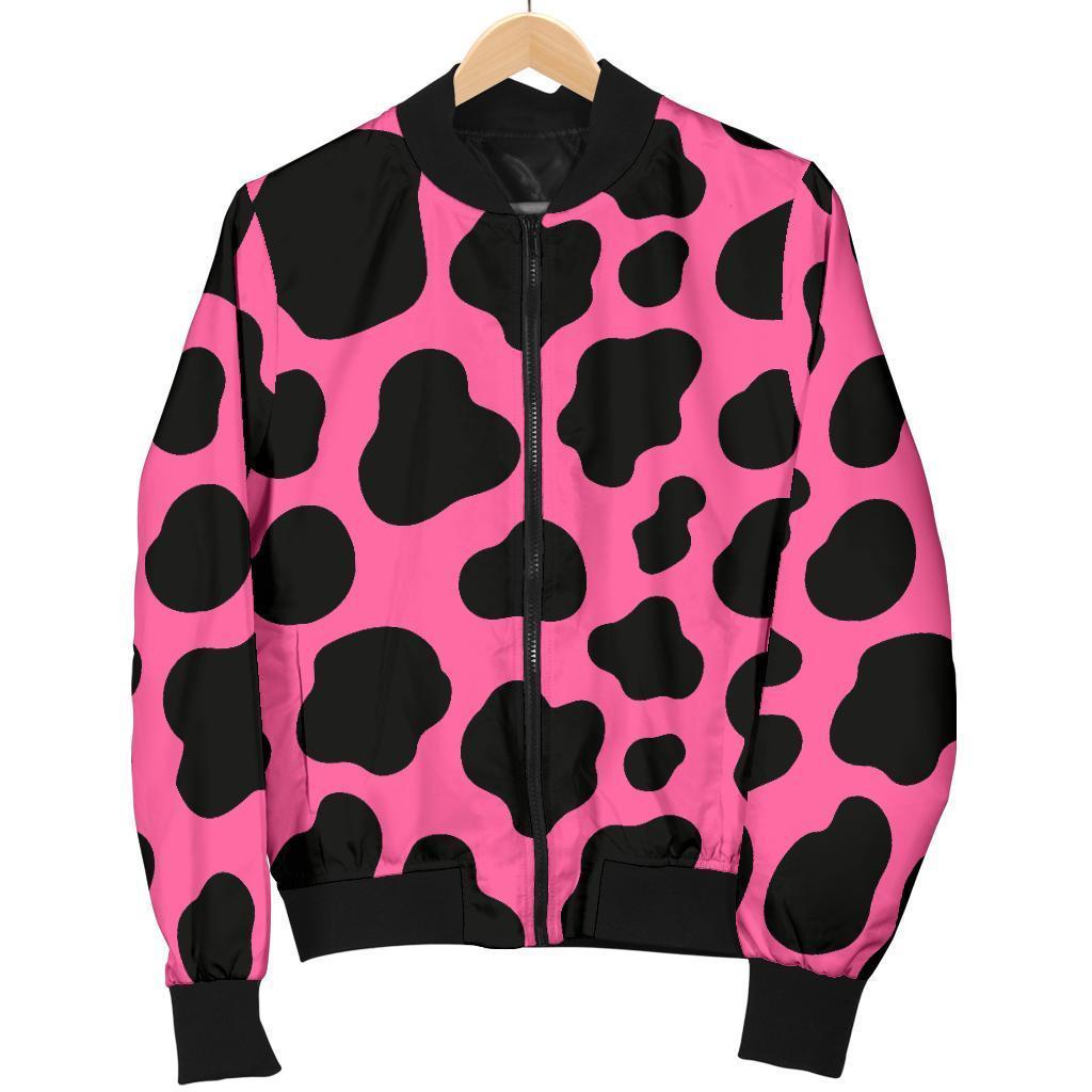 Black And Hot Pink Cow Print Bomber Jacket – We sell presents, you sell ...