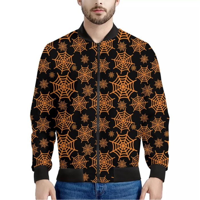 Black And Orange Spider Web Print Bomber Jacket – We sell presents, you ...