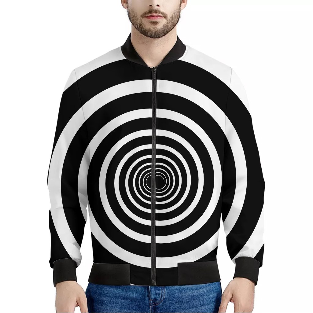Black And White Circle Swirl Print Bomber Jacket – We sell presents, you sell memories!