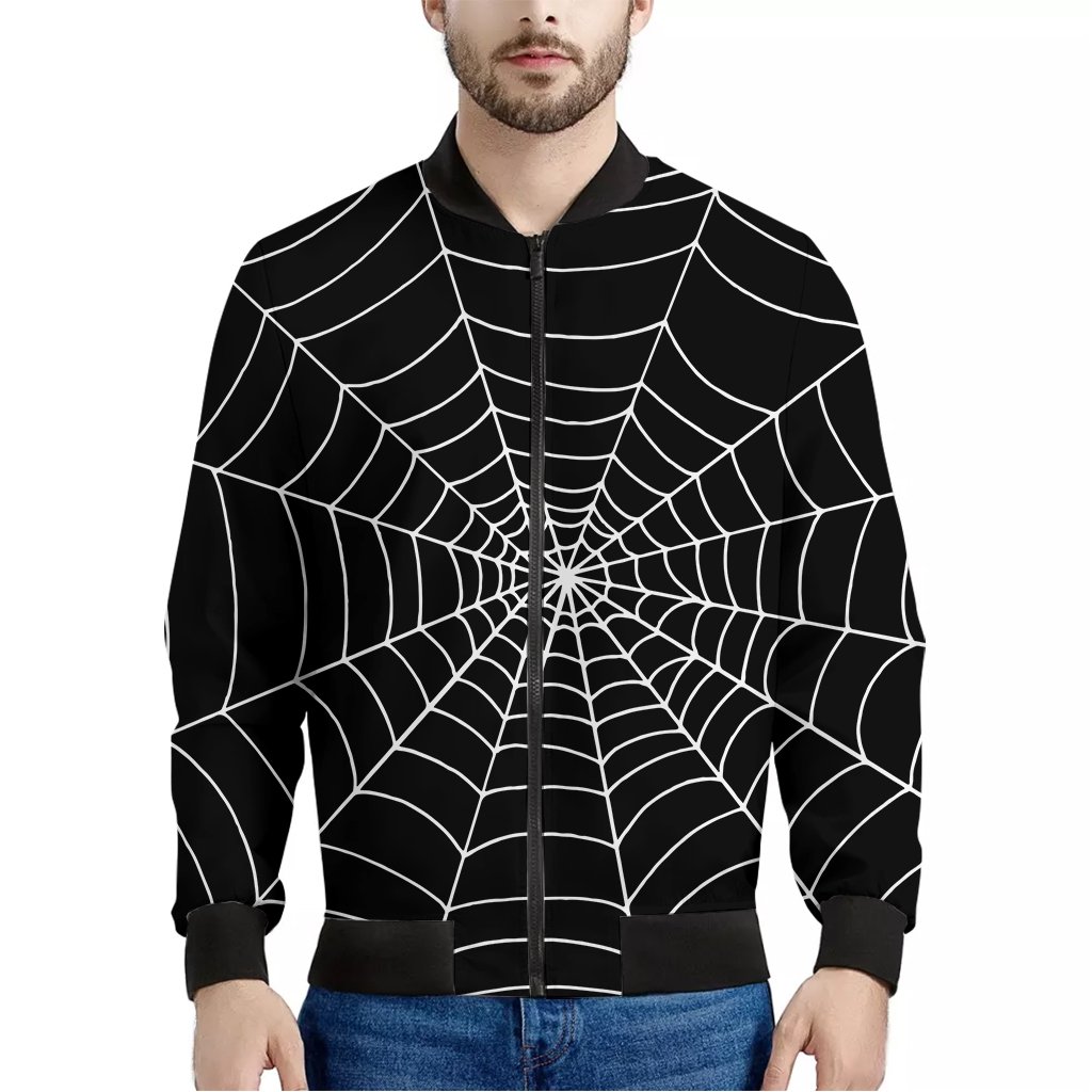 Black And White Cobweb Print Bomber Jacket – We sell presents, you sell ...