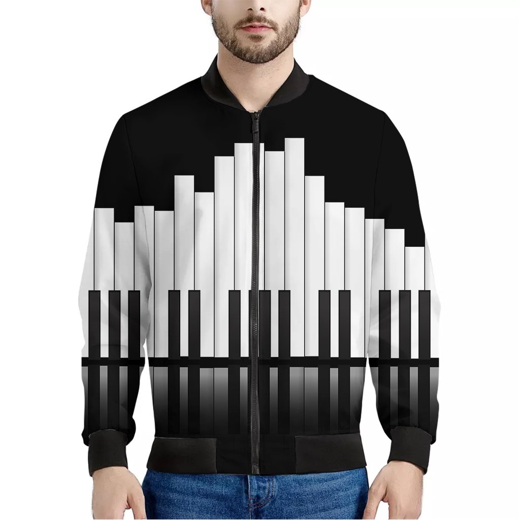 Black And White Piano Keyboard Print Bomber Jacket – We sell presents ...